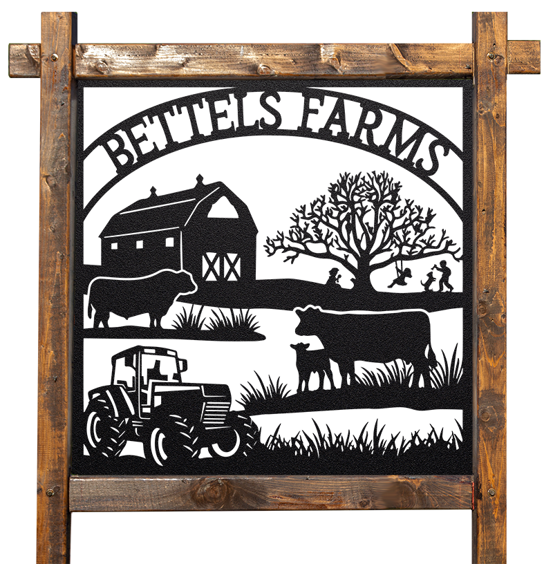 custom-metal-farm-sign-bettels-farms - Farmhouse Metal